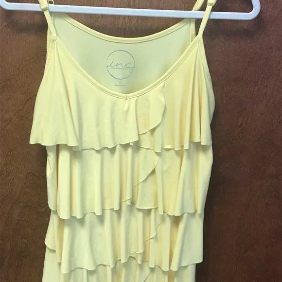 INC International Concepts | Tops | Yellow Sleeveless Tieredruffle Tank ...